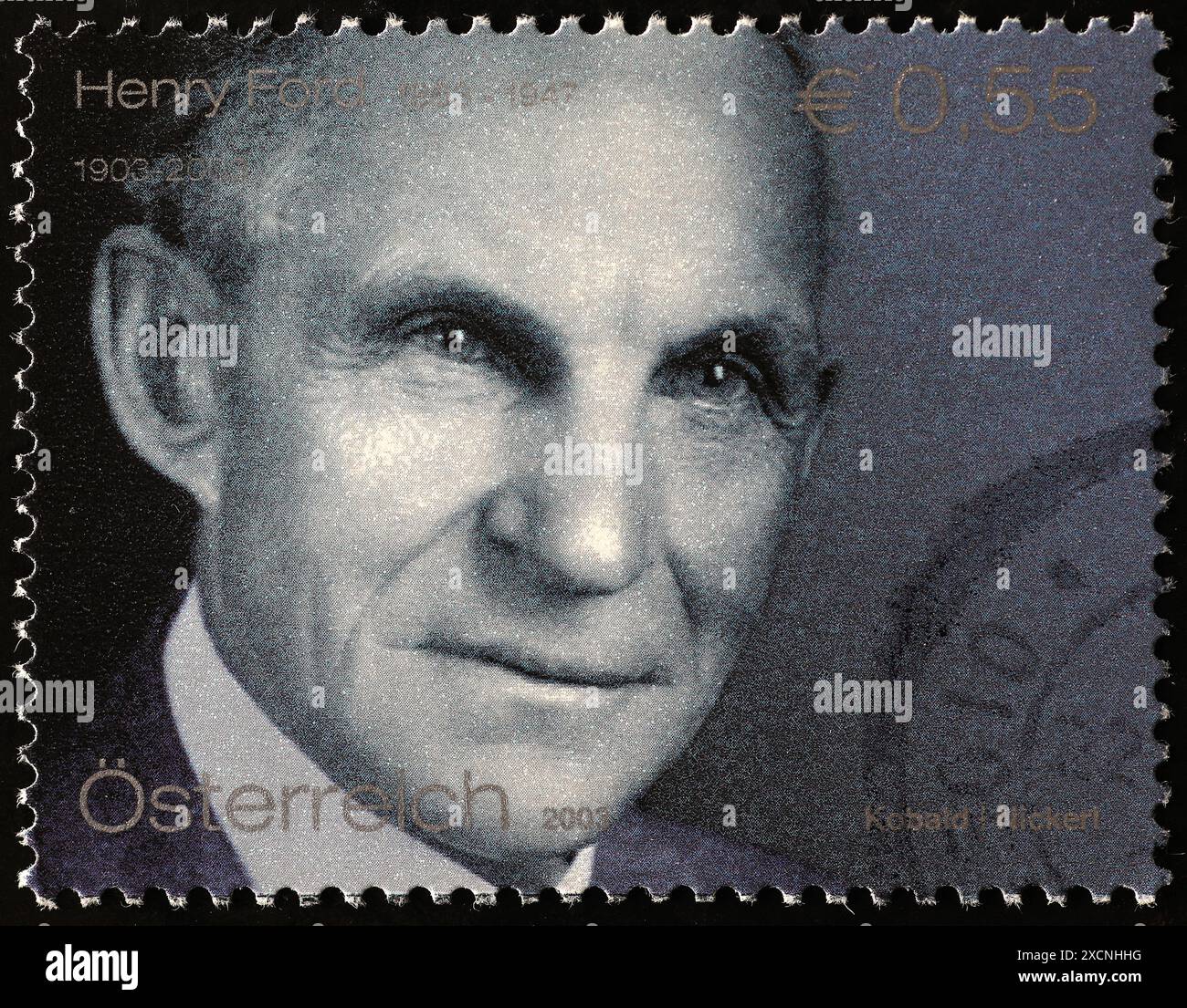 Henry Ford intense portrait on austrian postage stamp Stock Photo - Alamy