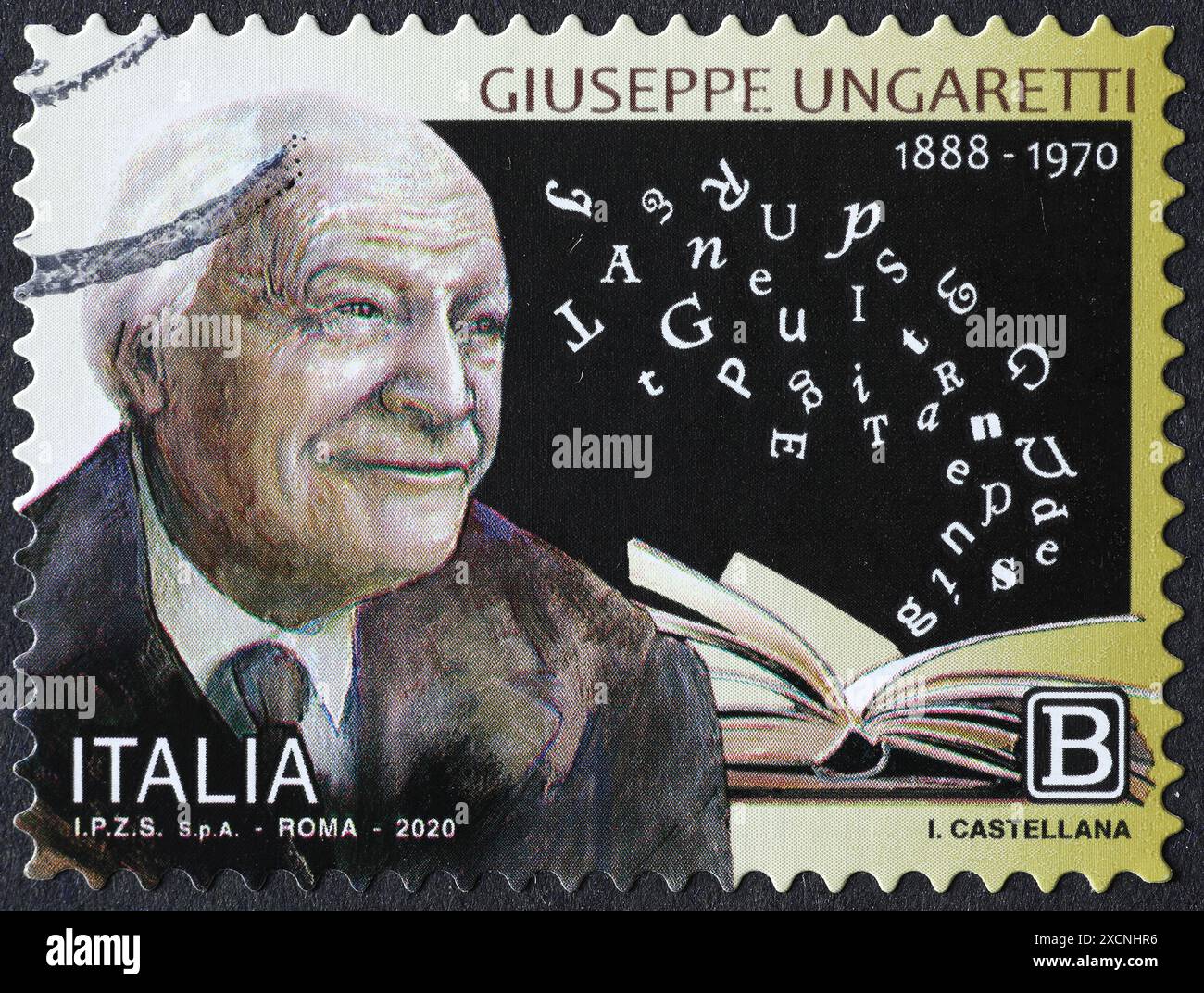 Italian poet Giuseppe Ungaretti on postage stamp Stock Photo - Alamy