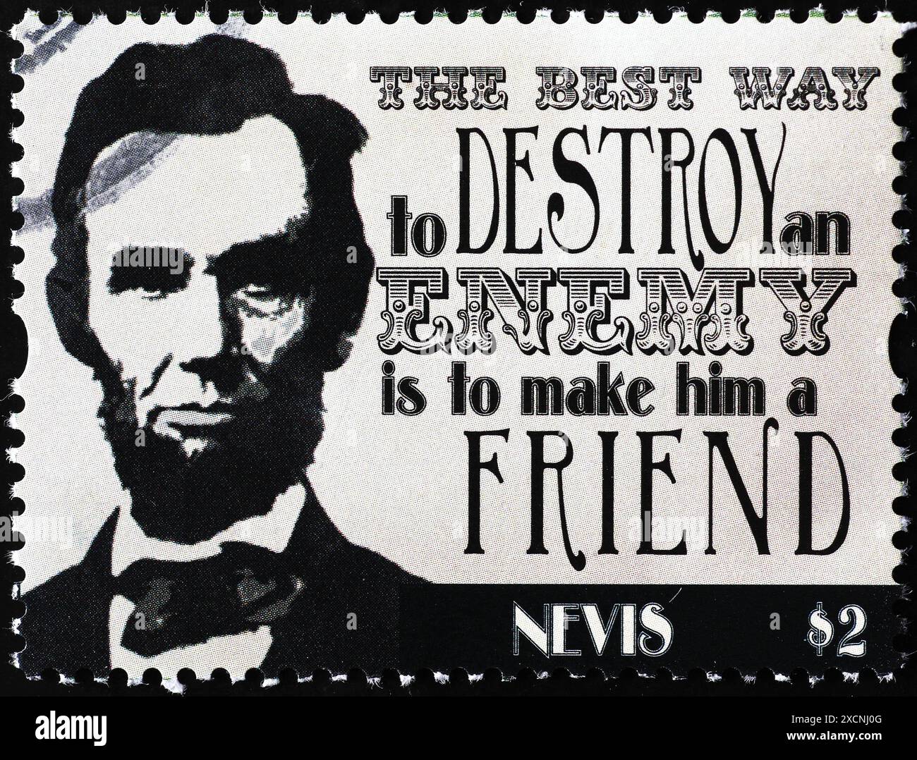 Sentence by President Lincoln on postage stamp Stock Photo - Alamy