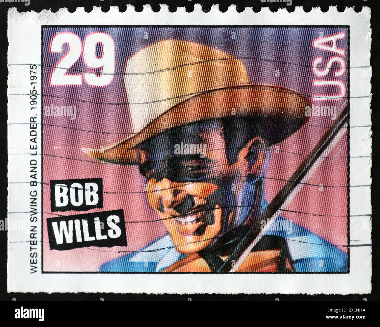 Western swing band leader Bob Wills on postage stamp Stock Photo - Alamy