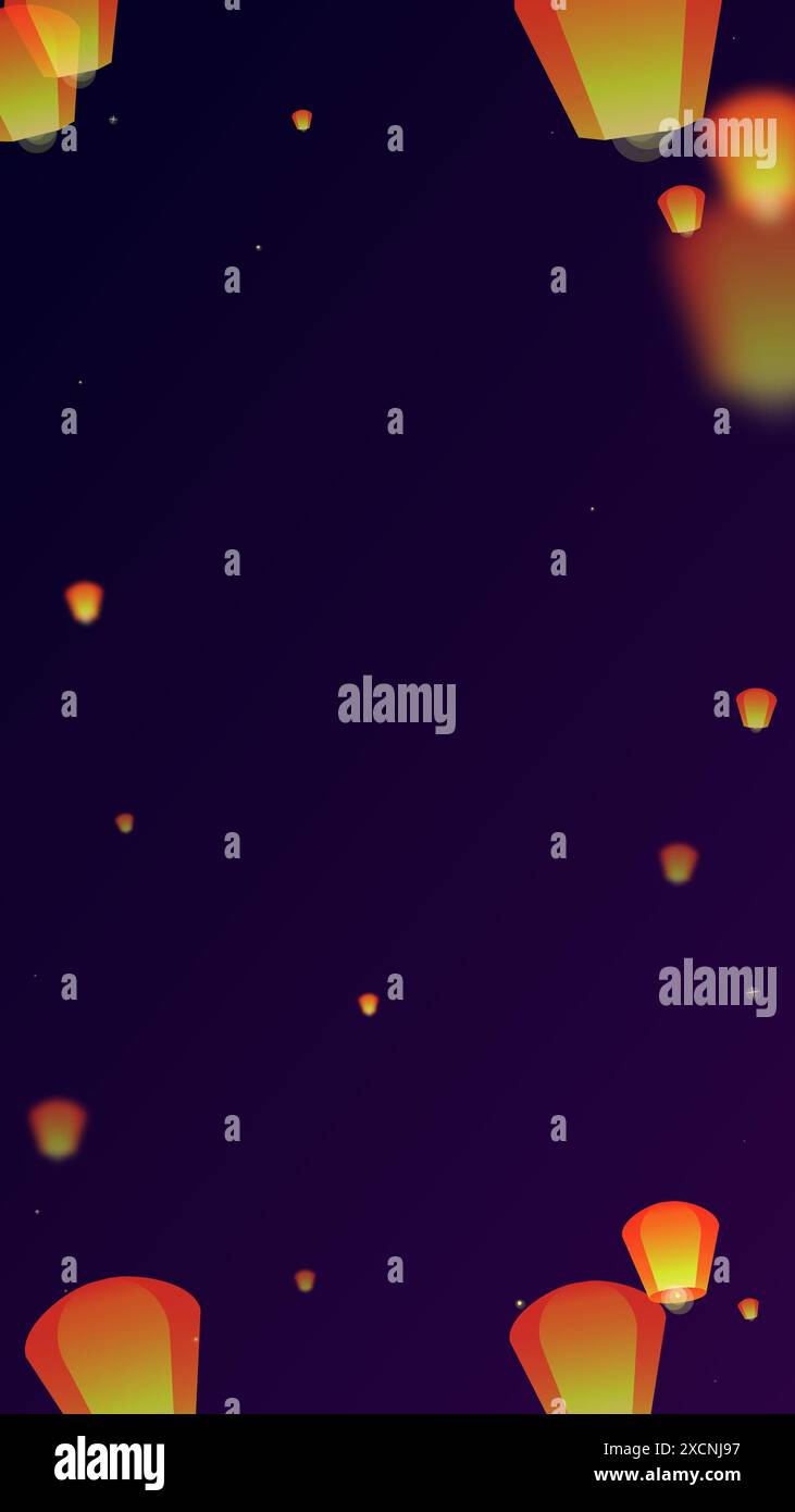 Yi peng festival card. Thailand holiday with paper lantern lights ...