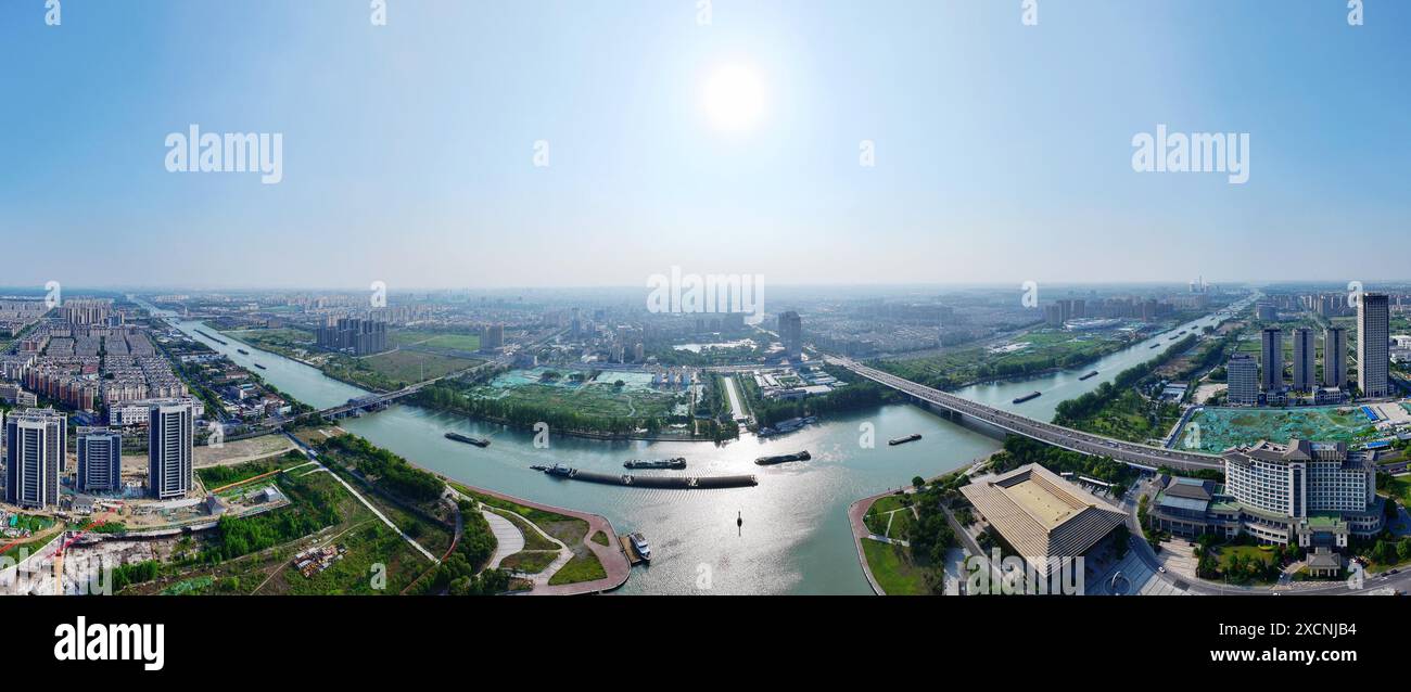 Aerial photo shows cargo ships sailing in the Yangzhou section of the ...