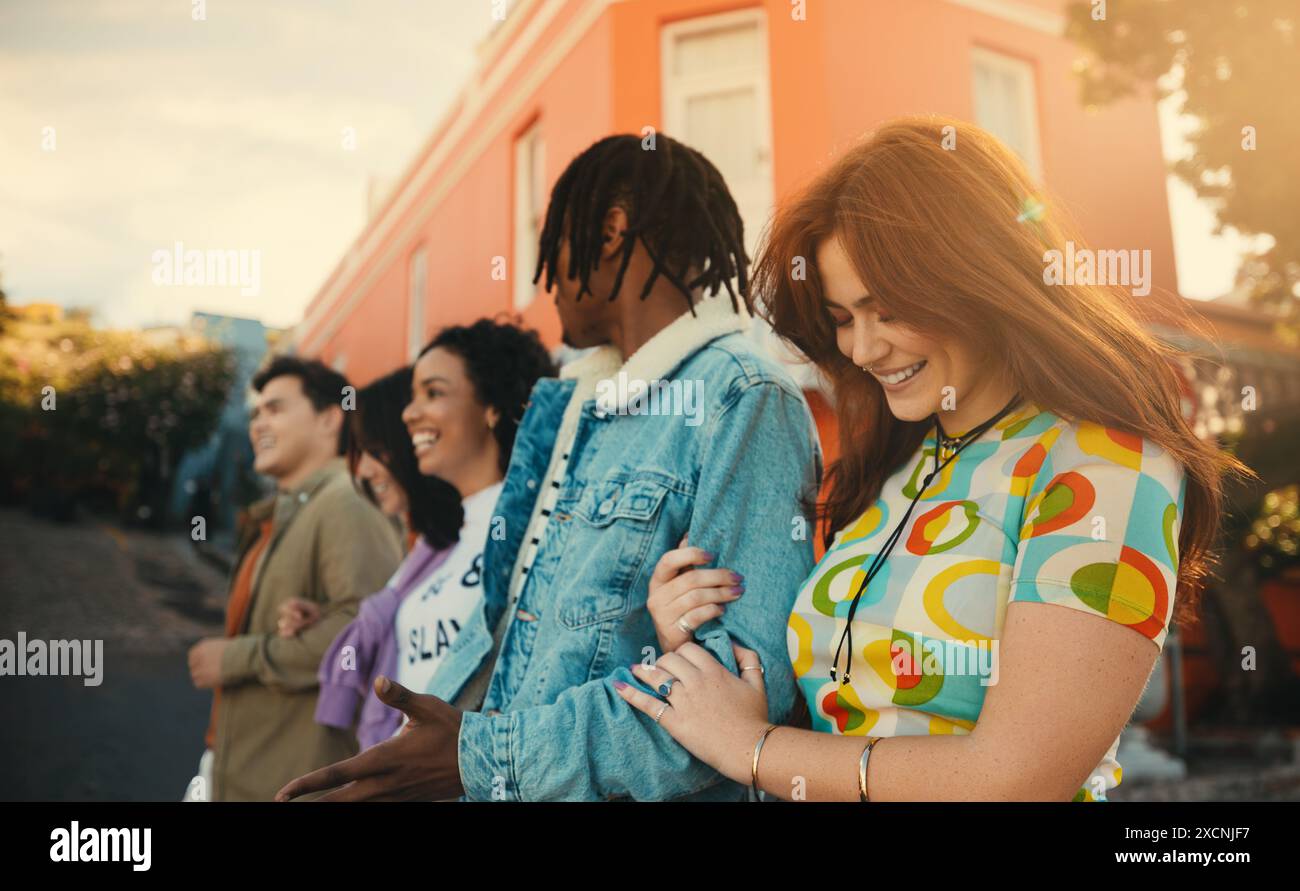 Group friends enjoying warm hi-res stock photography and images - Alamy