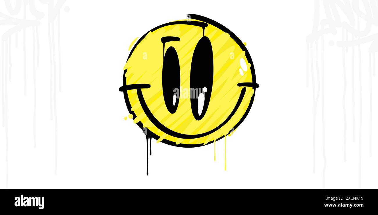 Funny Trendy Abstract Street Art Graffiti Style Happy Smiling Face ...