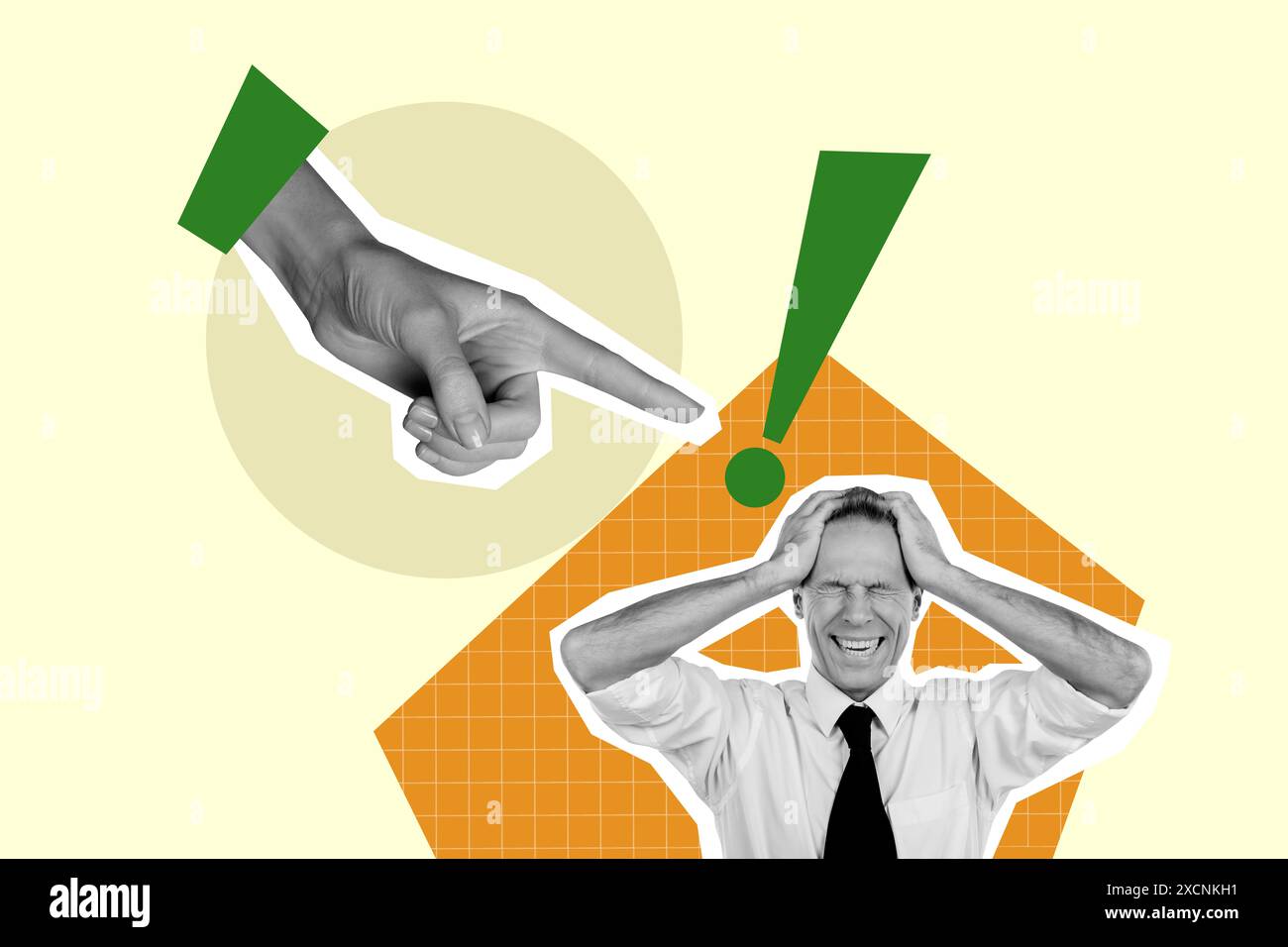 Composite collage picture image of finger point warning sign danger ...