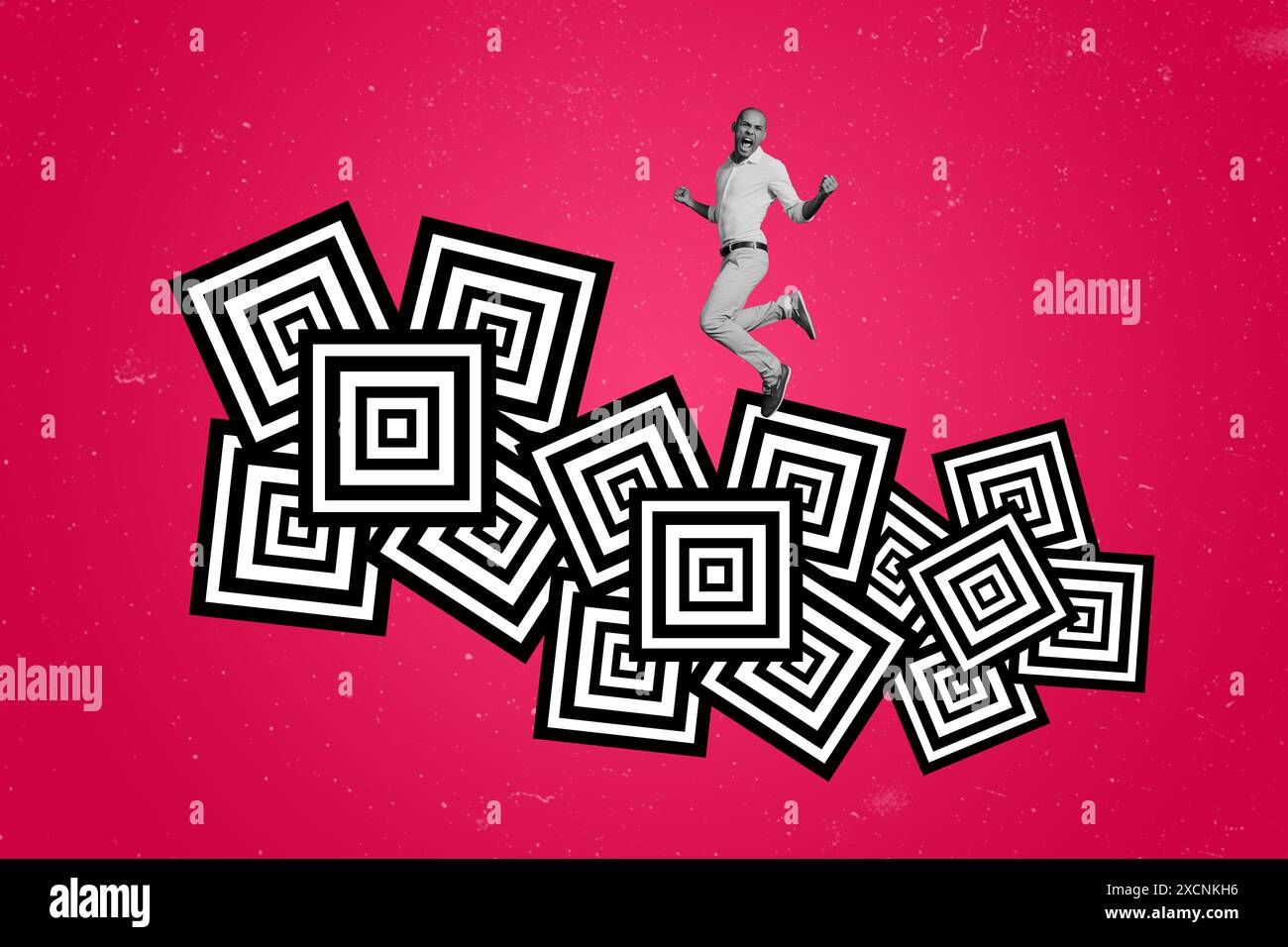 Composite collage picture image of funny man striped square surrealism ...