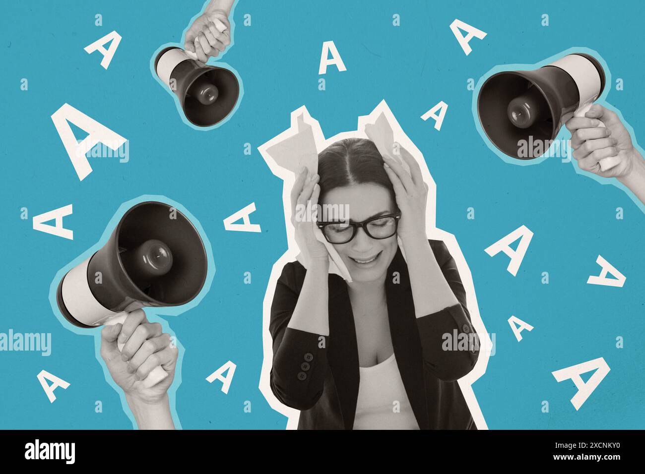 Trend artwork sketch image collage of silhouette young bad mood ...