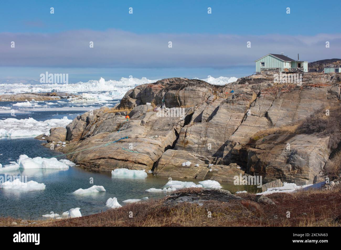 Iliminaq - an isolated village on the edge of Disko Bay in West ...