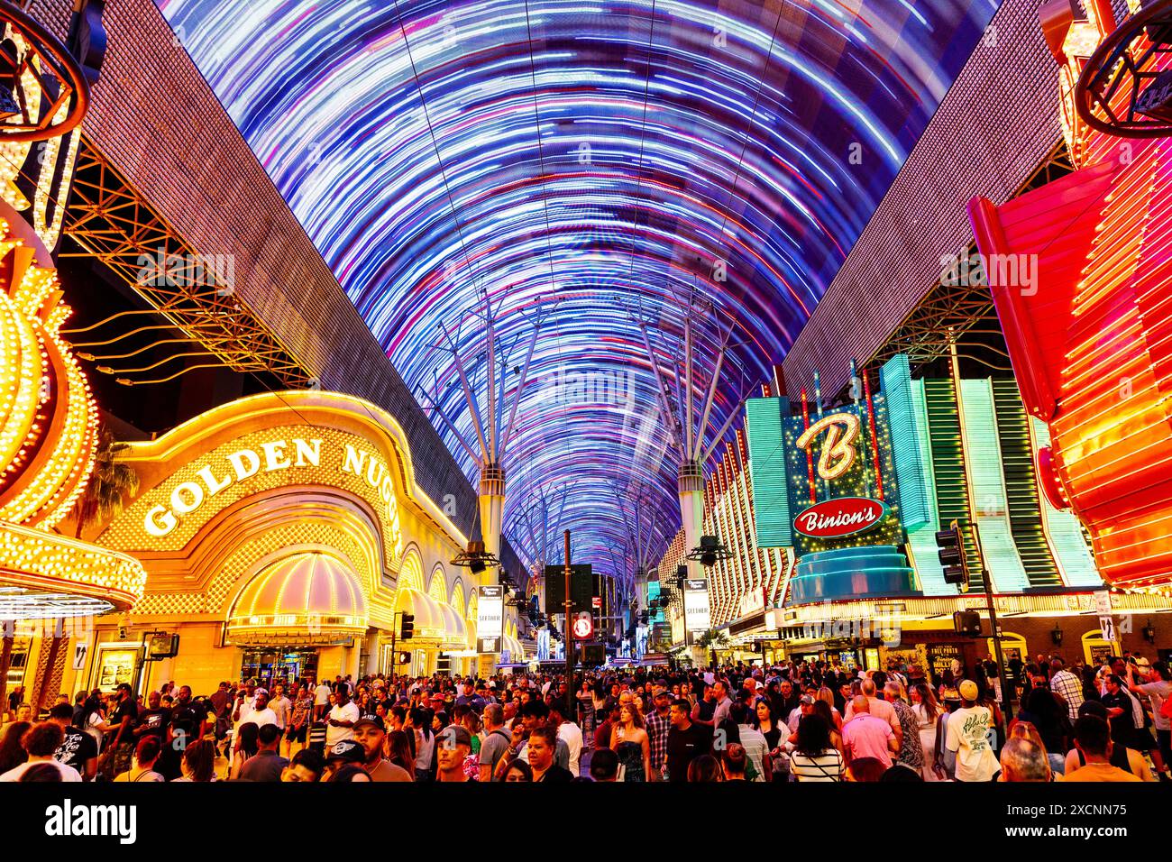 Viva Vision Light Show and neon facades of casinos at the Fremont ...