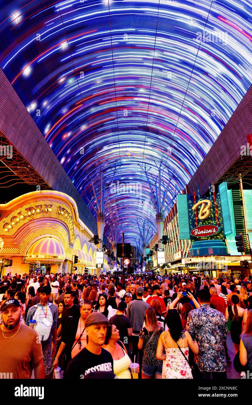 Viva Vision Light Show and neon facades of casinos at the Fremont ...