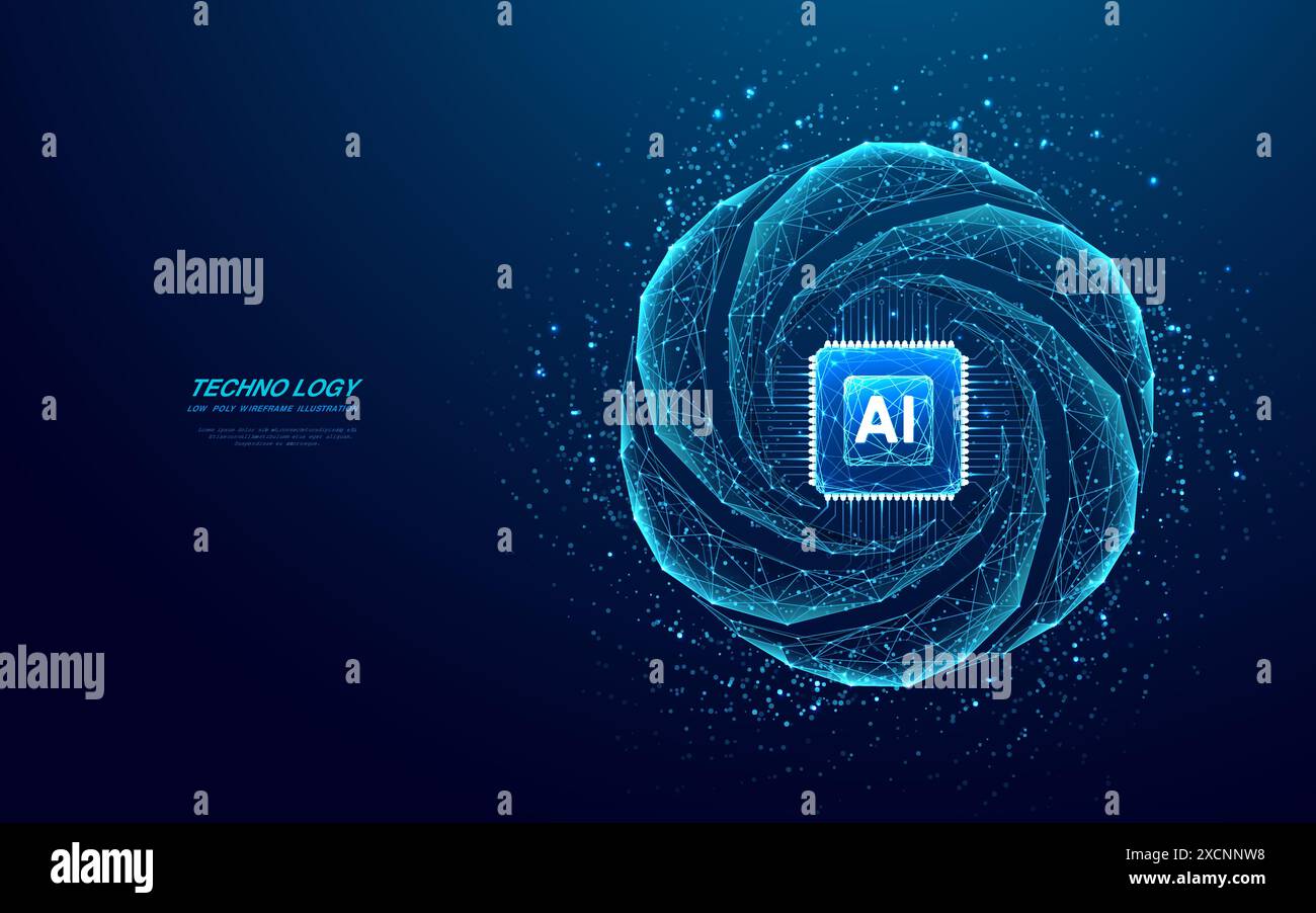 AI chip and chatbot icon on technology blue background Stock Vector ...