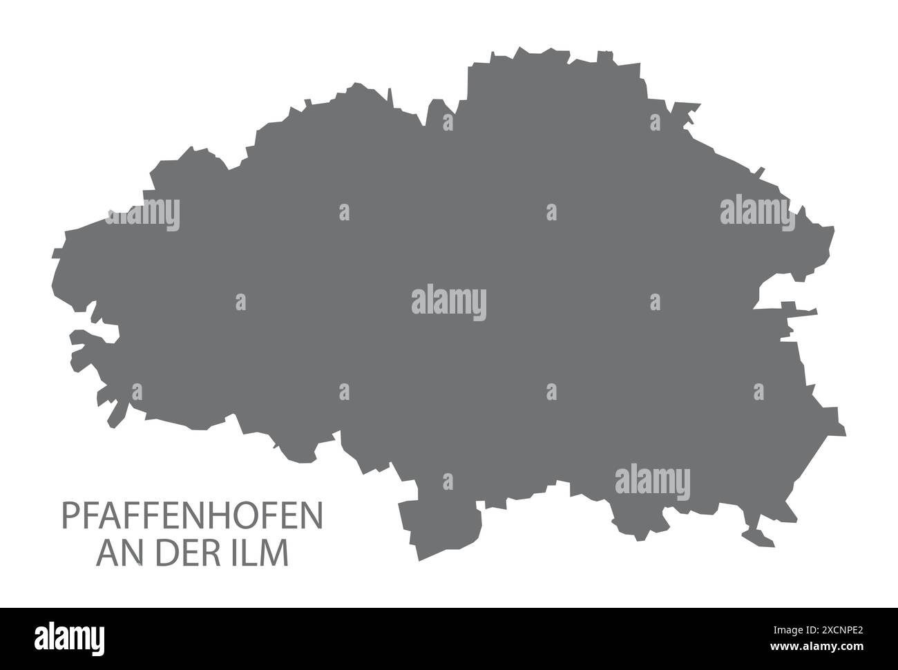 Pfaffenhofen an der Ilm German city map grey illustration silhouette ...