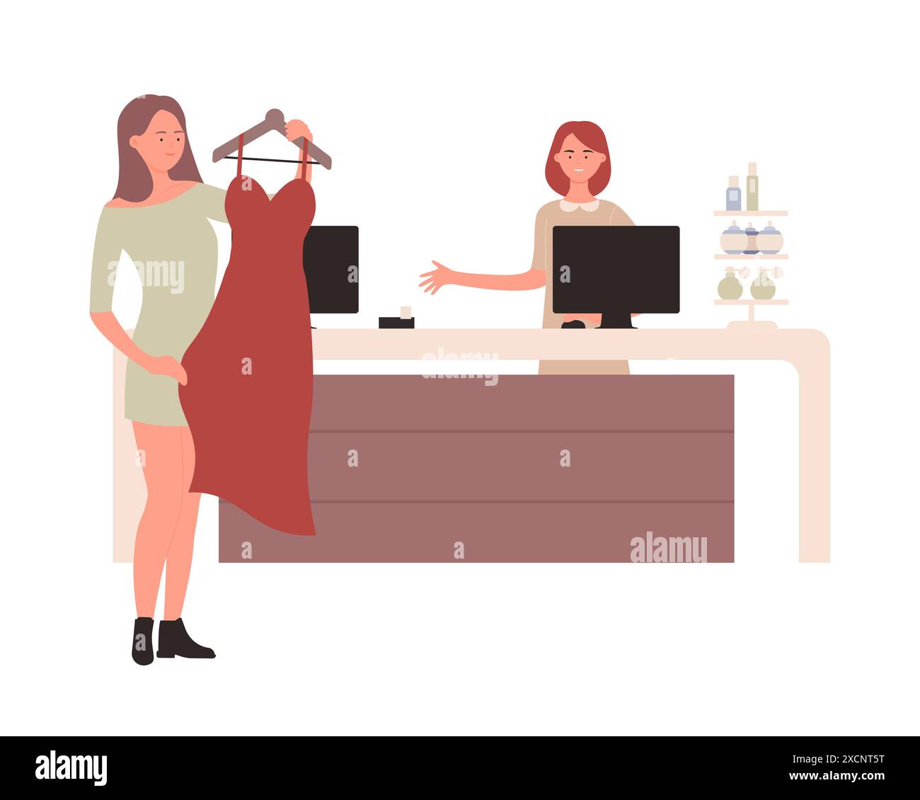 Woman shopping assistant standing Cut Out Stock Images & Pictures - Alamy
