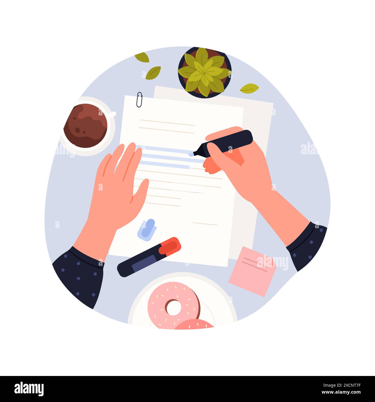 Hands of person holding marker to highlight important text in paper ... Hands of person holding marker to highlight important text in paper ...