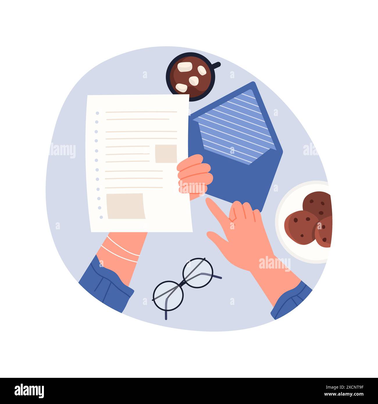 Hands of employee holding paper letter, office postal communication ...