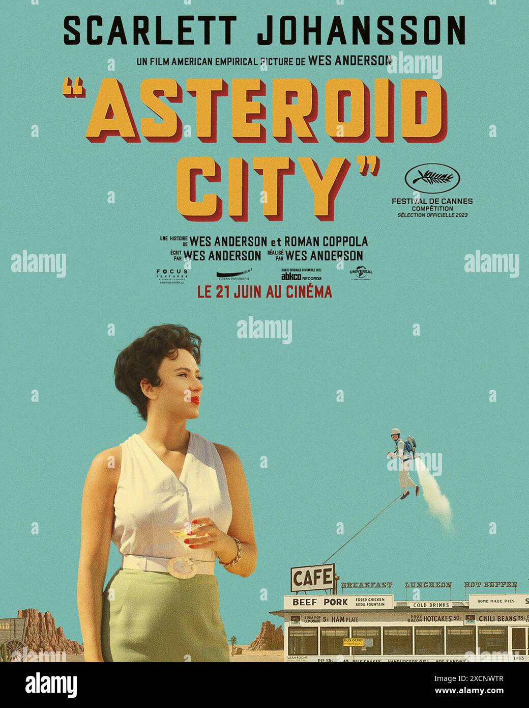 Asteroid City Year : 2023 USA Director: Wes Anderson Scarlett Johansson French poster Stock ...