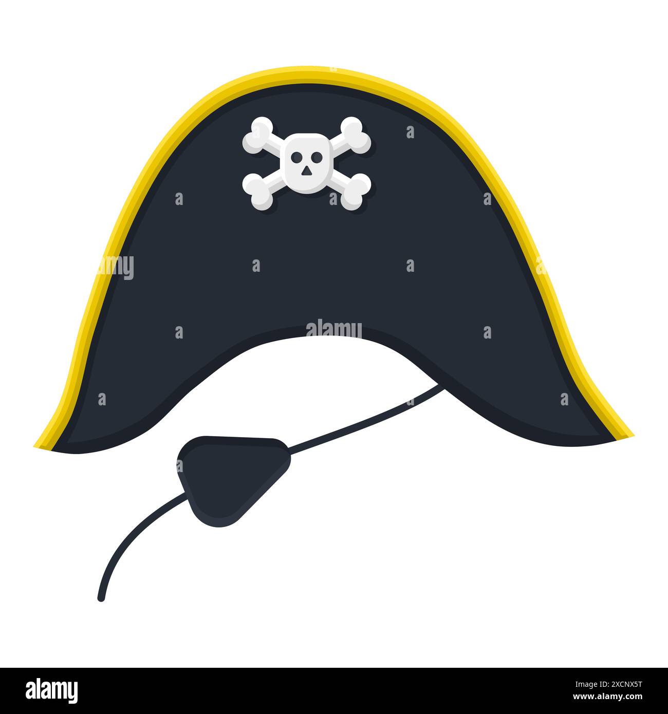 Pirate Hat Accessories Illustration. Vector Black Pirate Hat with Bones ...
