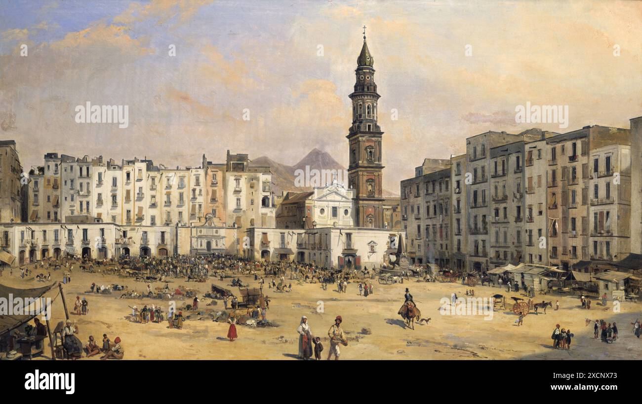 Jean-Auguste Bard French school Piazza Mazaniello, Naples Oil on canvas ...