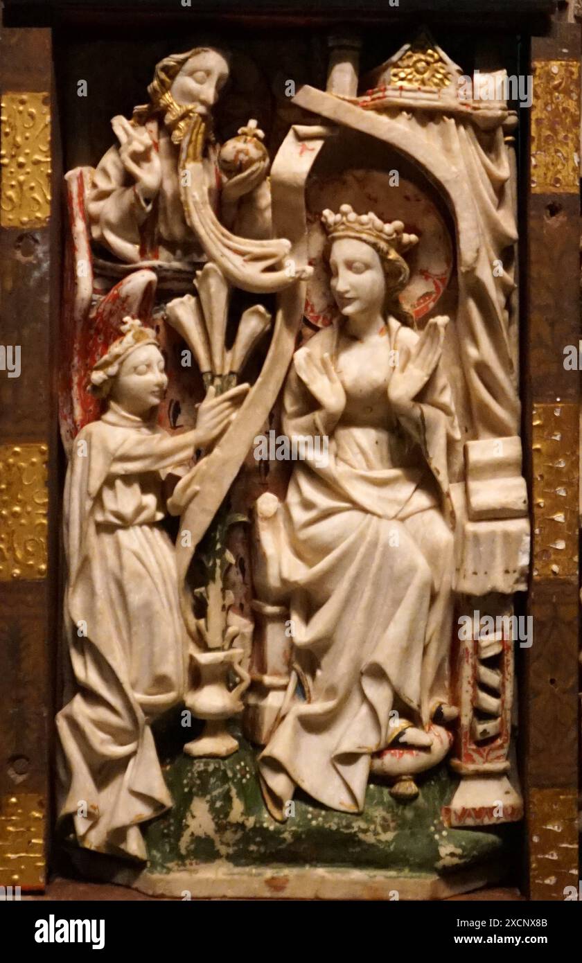 English alabaster altarpiece. Kirkjubaer church. Southeast Iceland ...