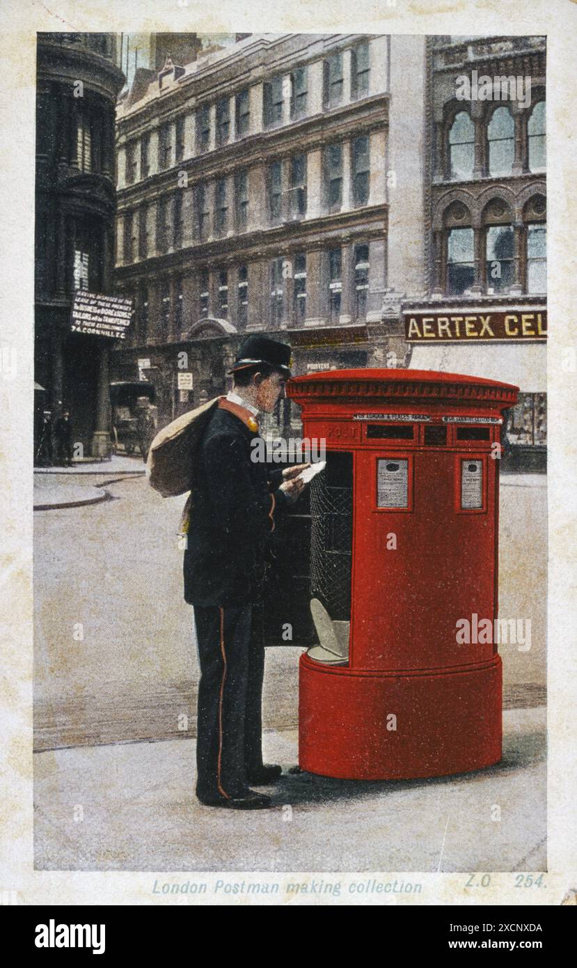 Postman in late Victorian London, collecting letters from a Royal Mail ...