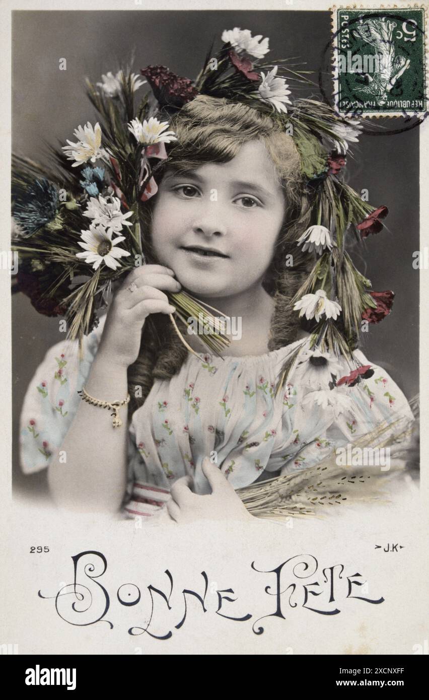 French postcard with floral elements 1900 Stock Photo - Alamy
