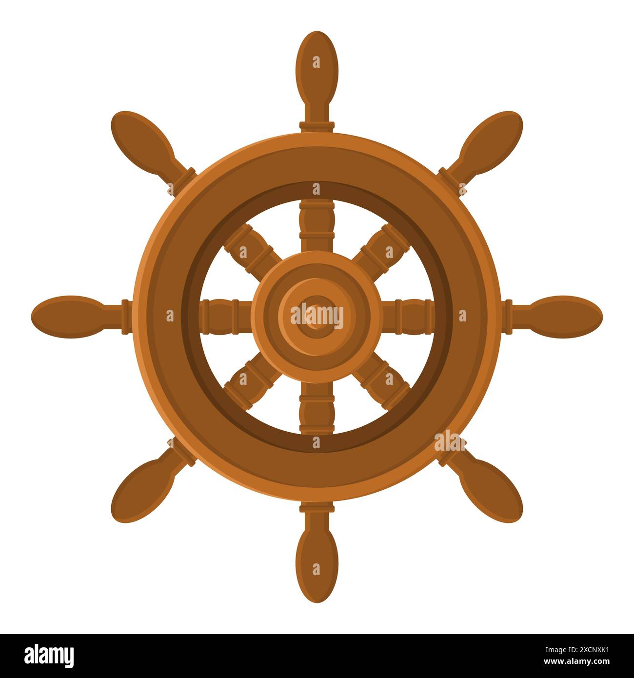 Brown Wooden Ship Rudder Icon. Vector Rudder of Adventure Sailing Ship ...