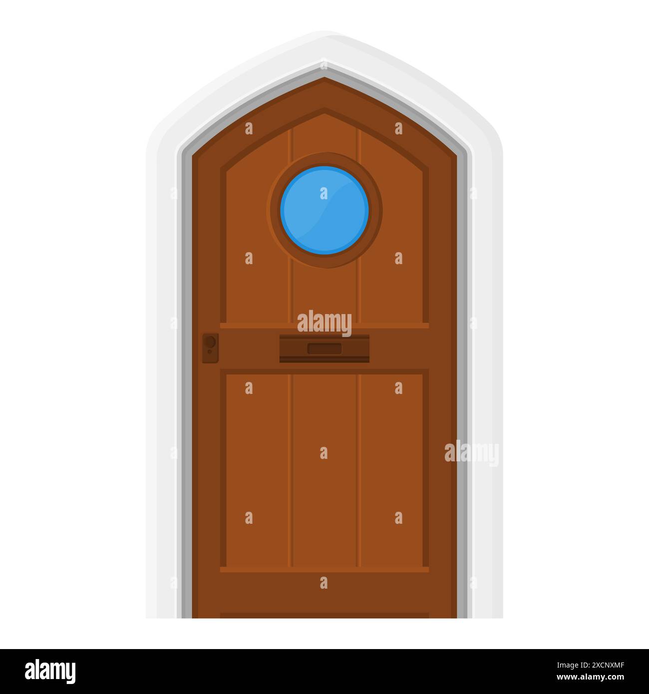 Brown Wooden Front Door Illustration. Closed Door Icon. Exterior House ...