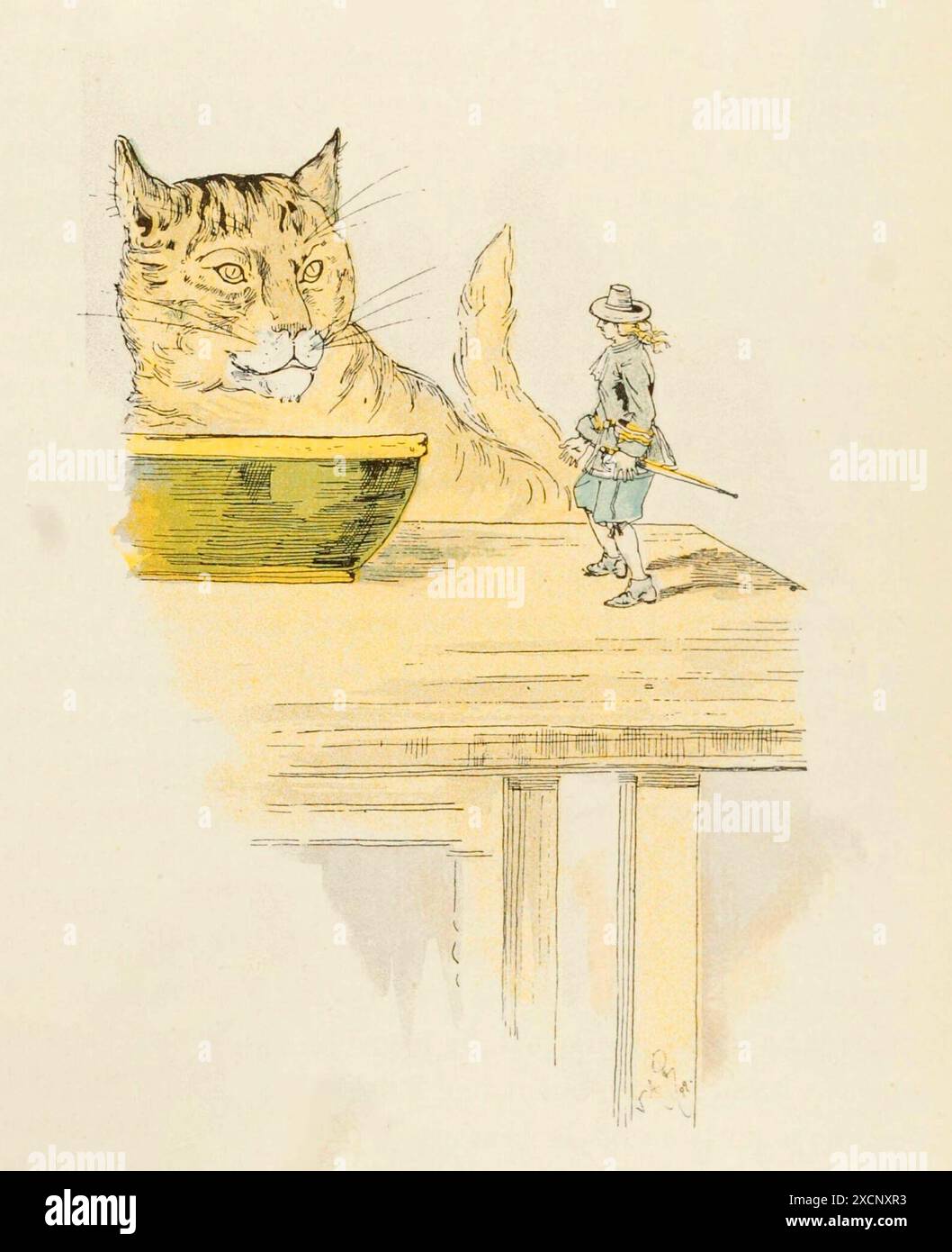 A Voyage to Brobdingnag. Gulliver confronts the giant cat of his master ...