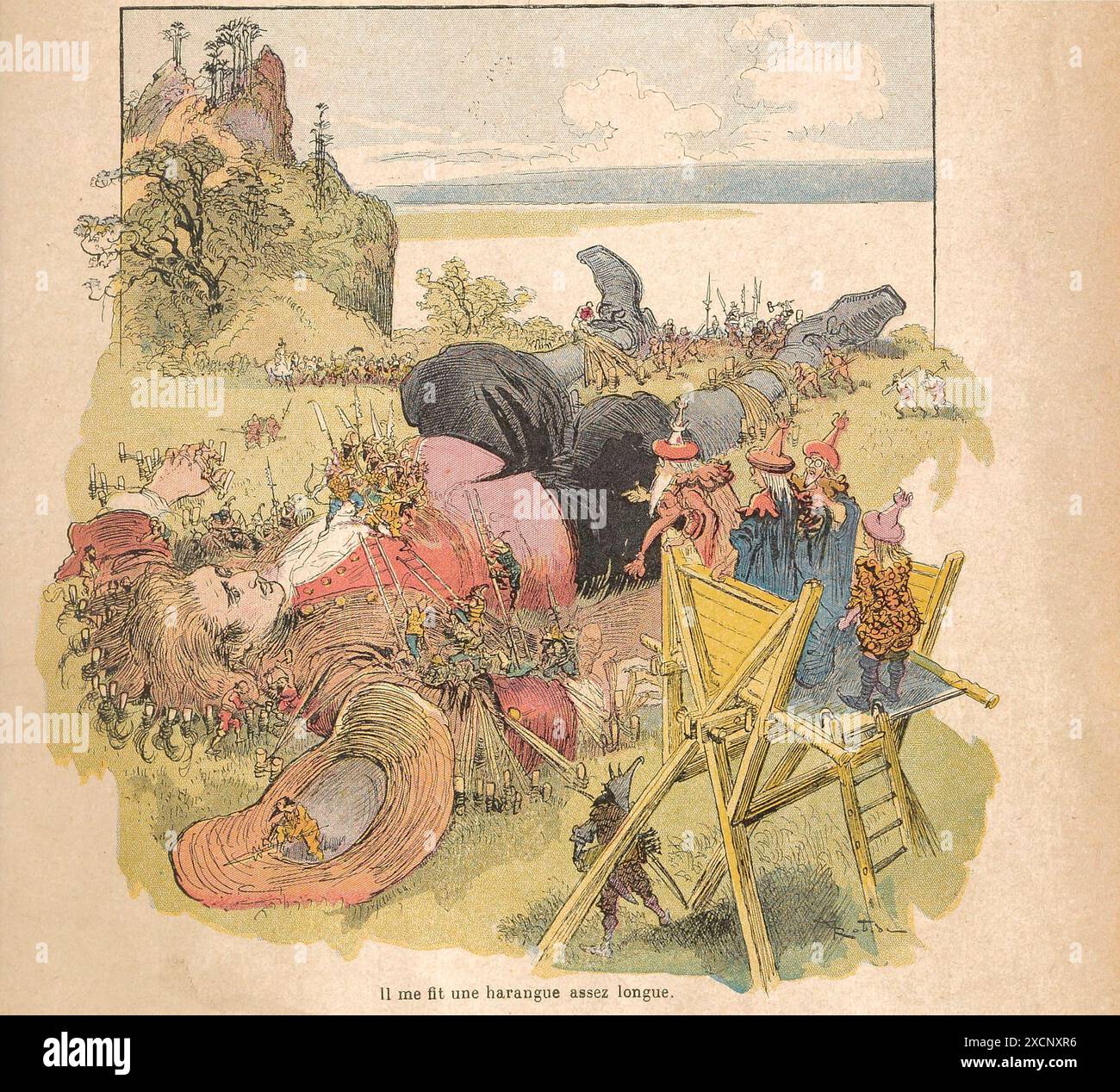 A Voyage to Lilliput: Gulliver wakes up tied to the floor and discovers ...