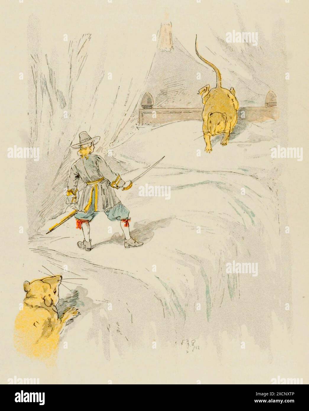 A Voyage to Brobdingnag. Gulliver comes face to face with two rats and ...