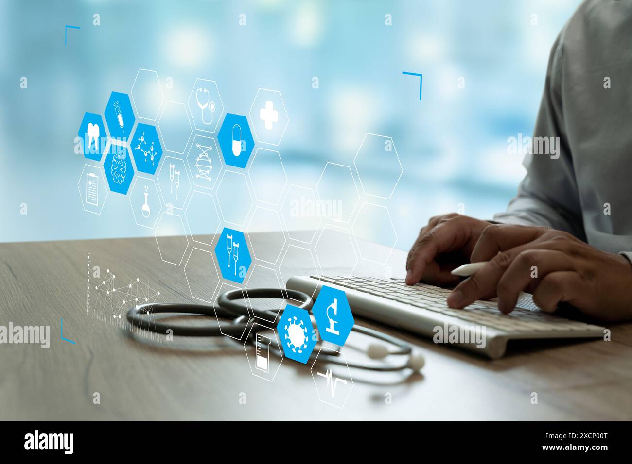 Healthcare business analyzing data chart on hospital background Medical ... Healthcare business analyzing data chart on hospital background Medical ...