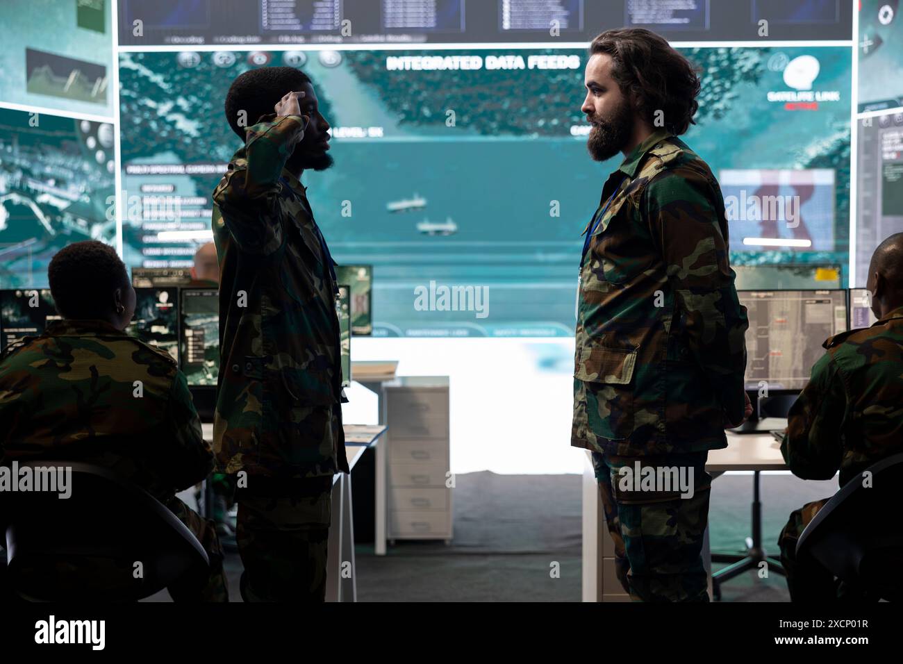 Standing at attention, the trooper executes the military salute symbol ...