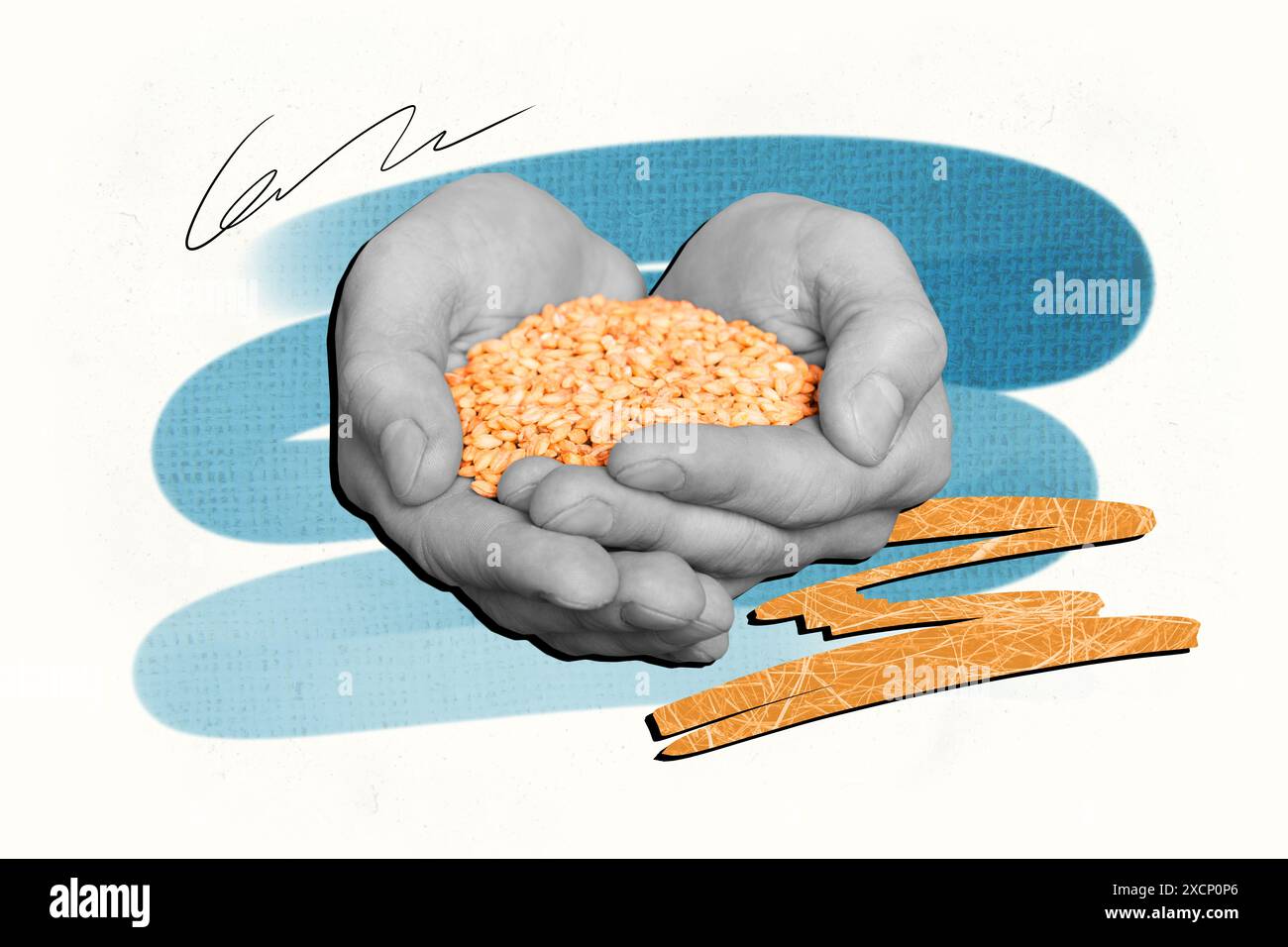 Creative collage image human hands body fragments agriculture work ...