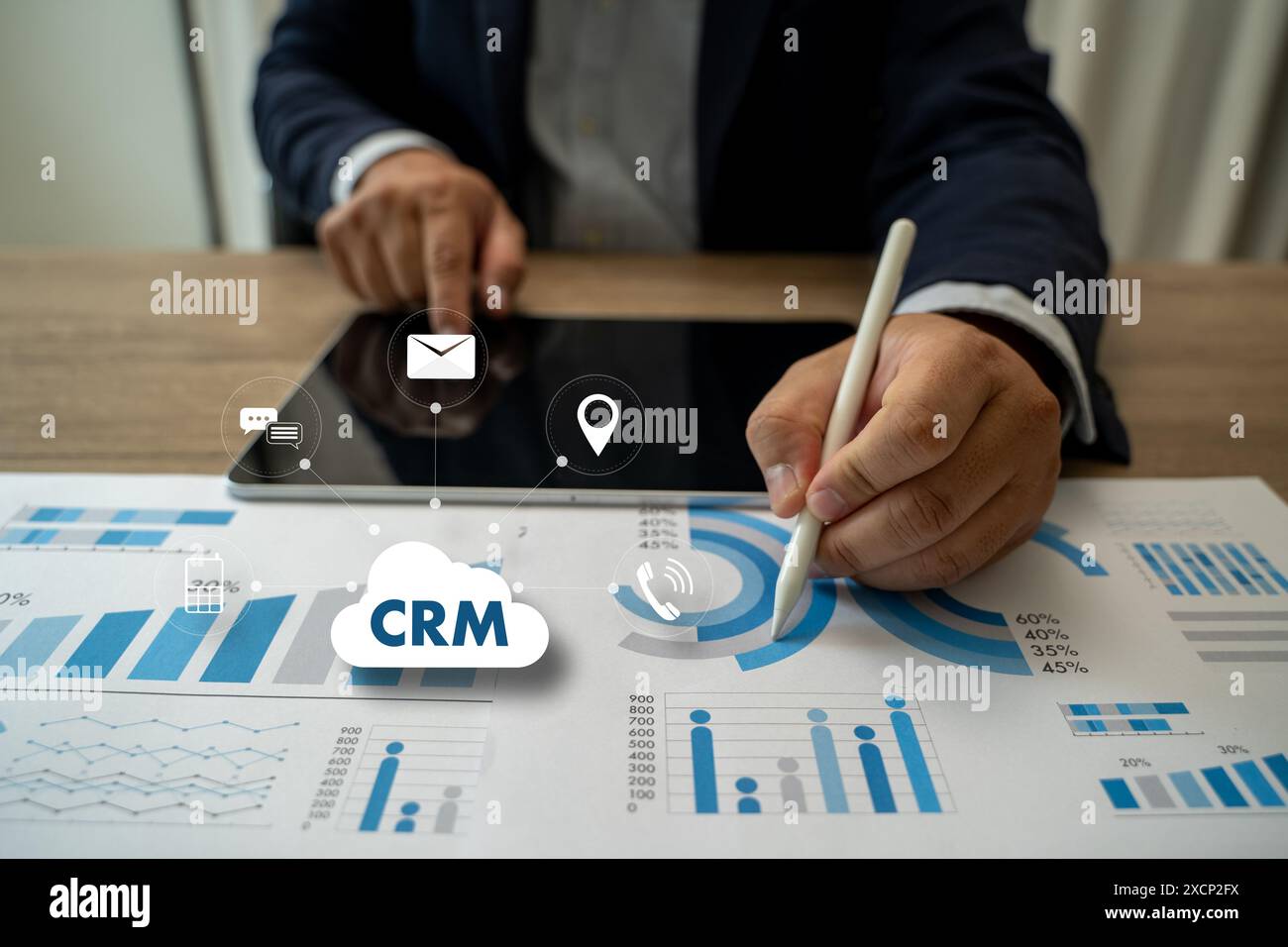 crm analyst uses a computer and dashboard Customer Relationship ...