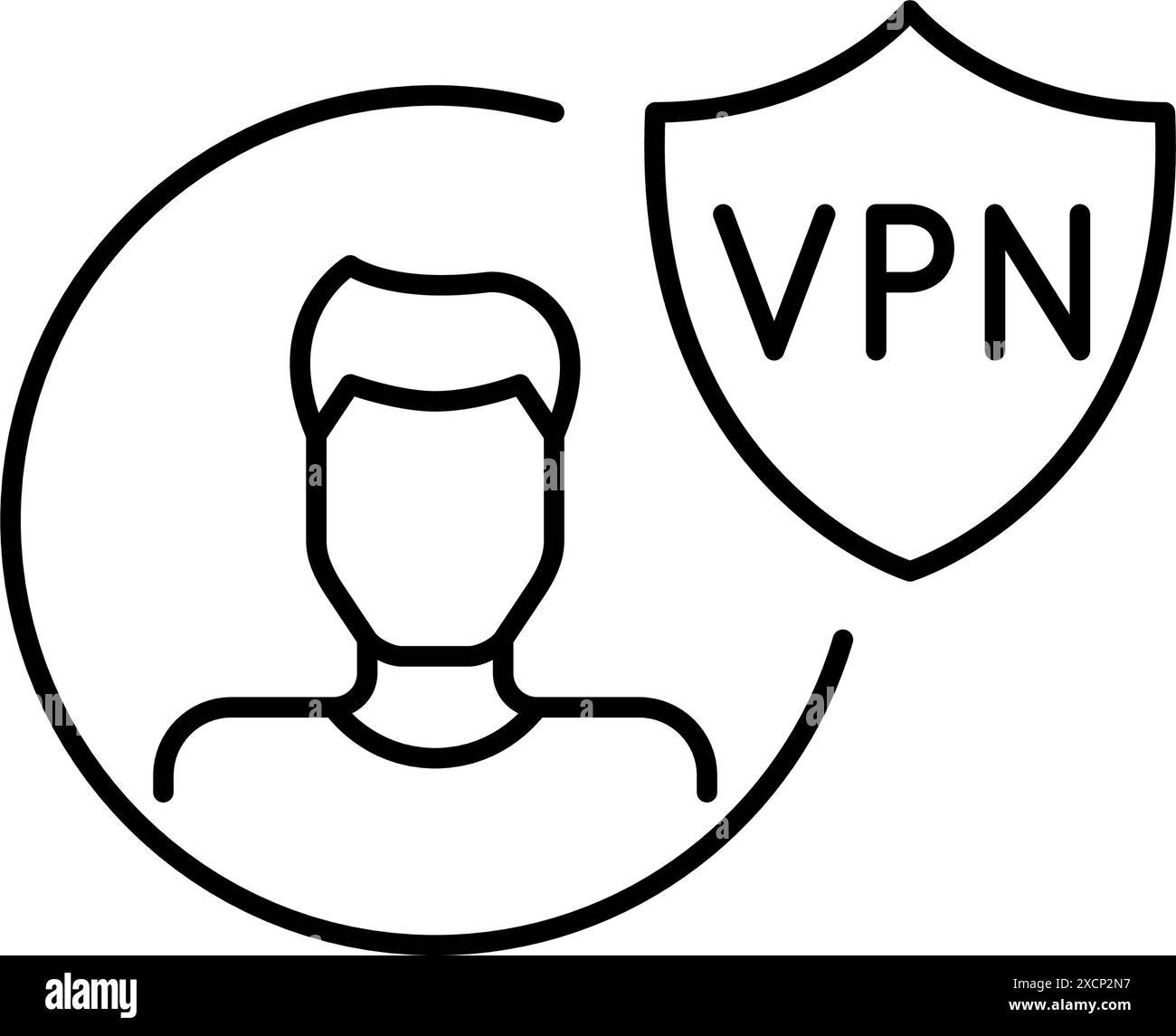 Male user avatar and vpn shield. Protected internet activity. Secure ...