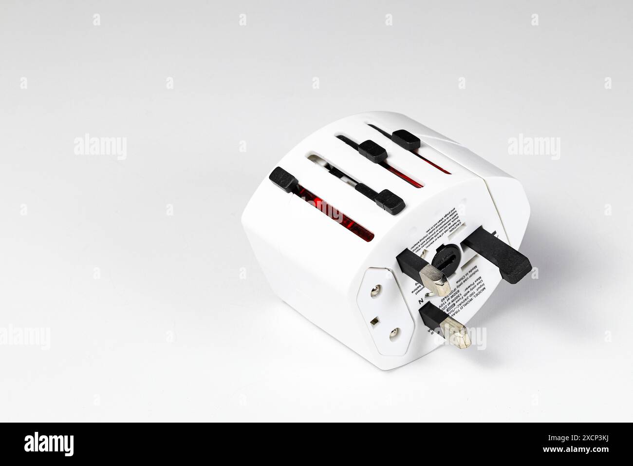 Universal plug adapter, travel plug adapter isolated on white ...