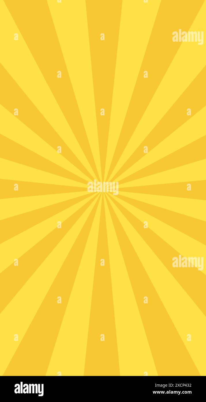 Yellow vertical banner with Sun rays, cellphone background, lines ...