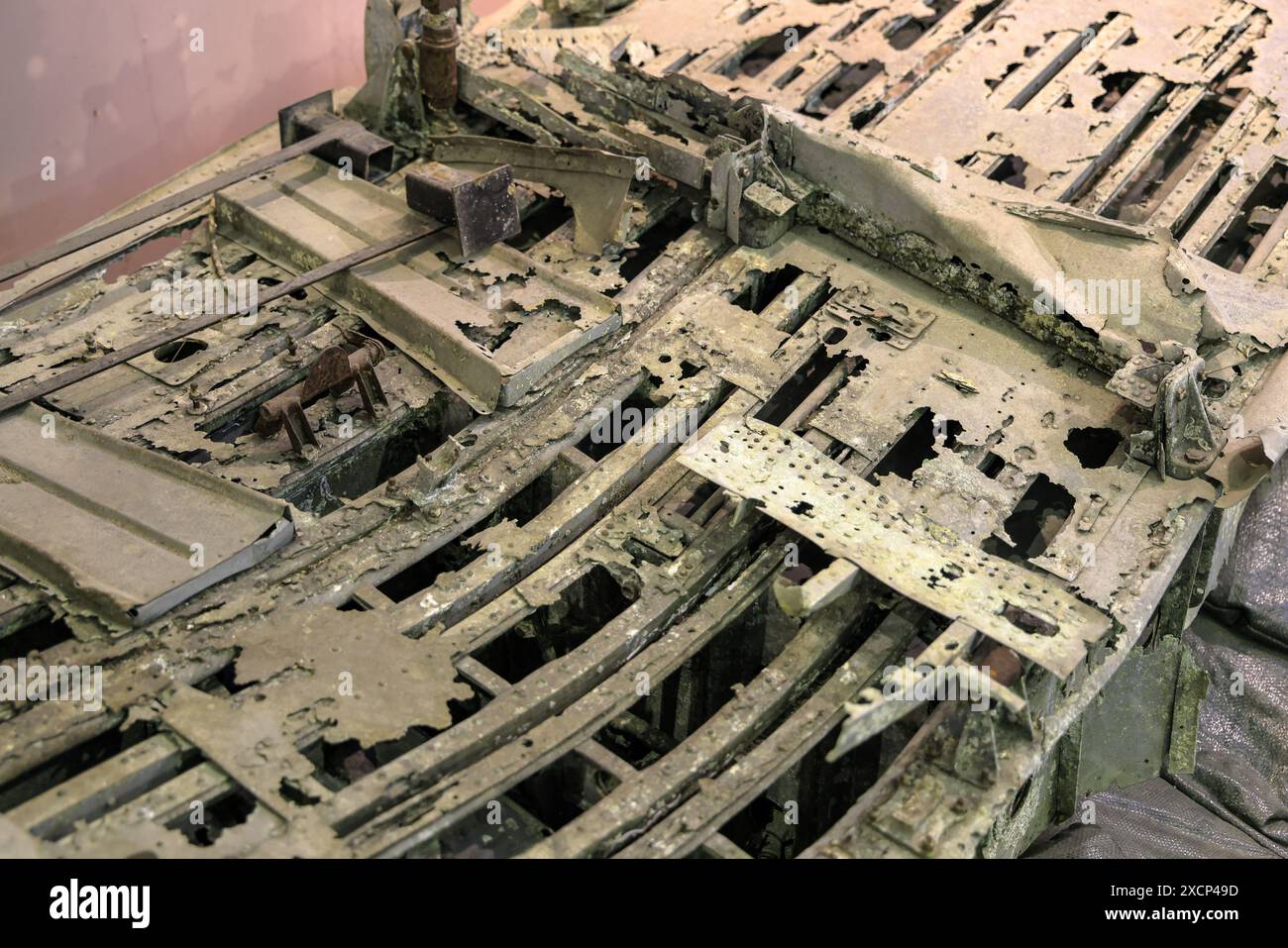 Vintage broken Parts of Airplane from crash plane Stock Photo - Alamy