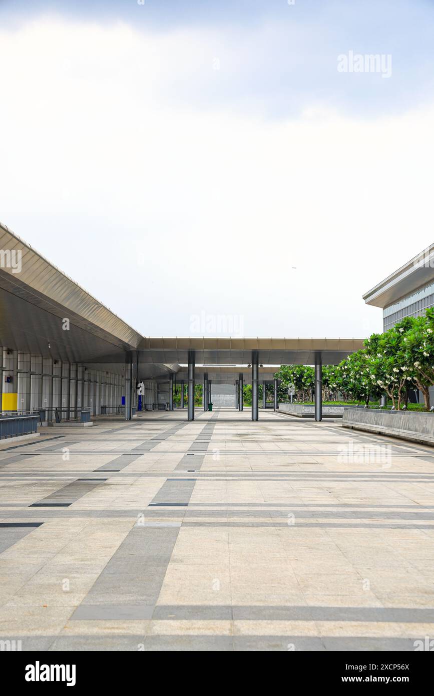 modern building area, the courtyard with pedestrian walkway in front of ...
