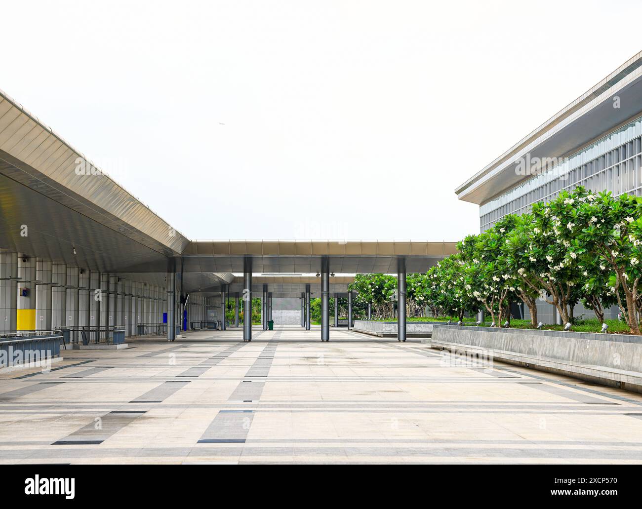 modern building area, the courtyard with pedestrian walkway in front of ...