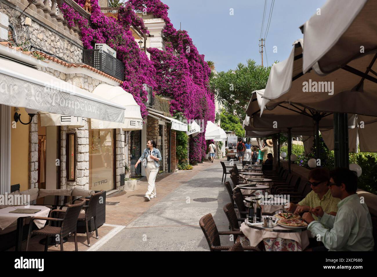 Capri, Italy. 11th June, 2024. Shopping street in the center of Capri ...