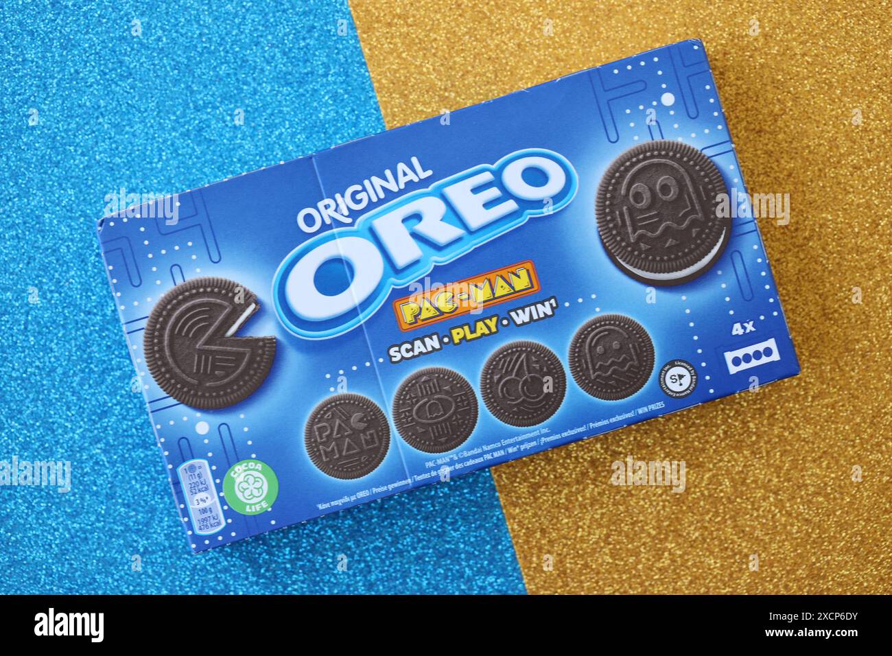 KYIV, UKRAINE - APRIL 20, 2024 Oreo pac-man crispy cookies packs. The ...