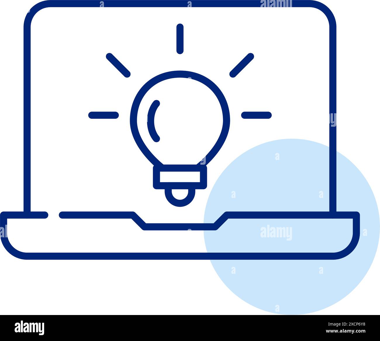 Light bulb on laptop. Tech-driven innovation and creative thinking ...