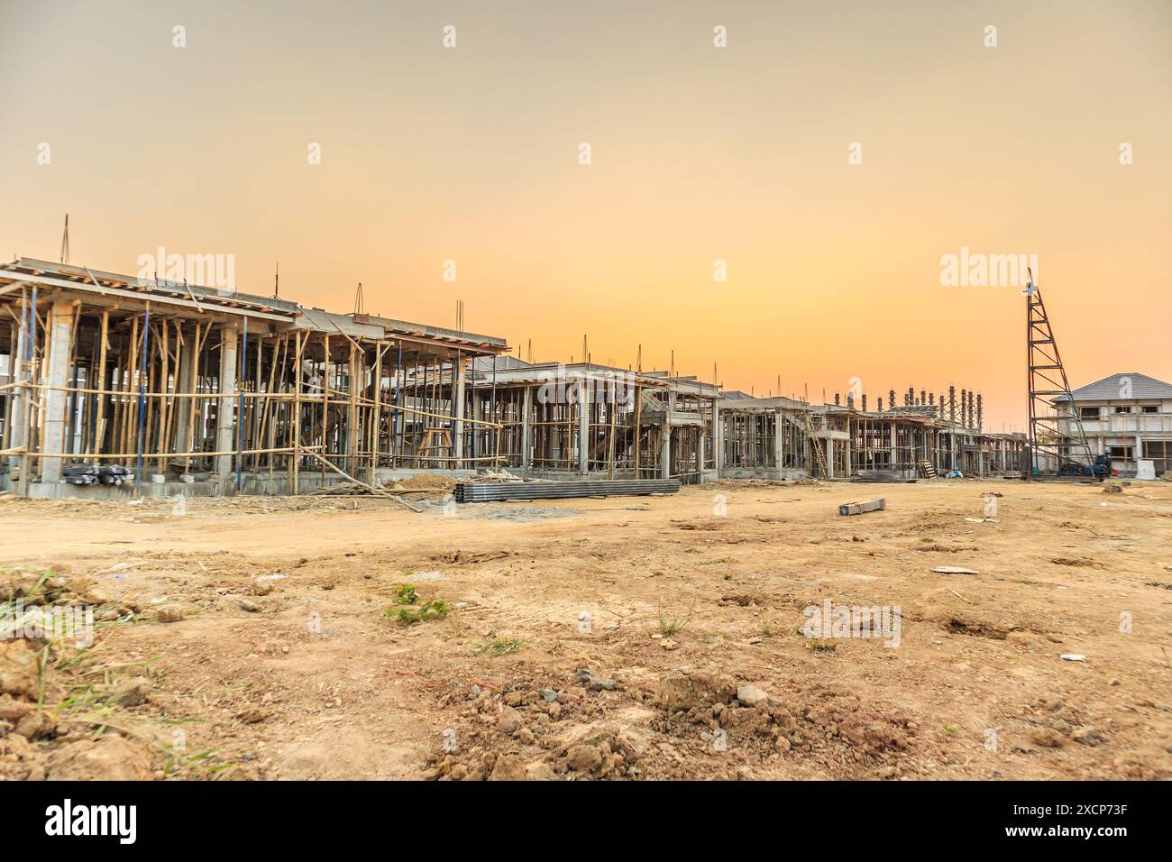 installation of cement formwork frames to new house construction at ...