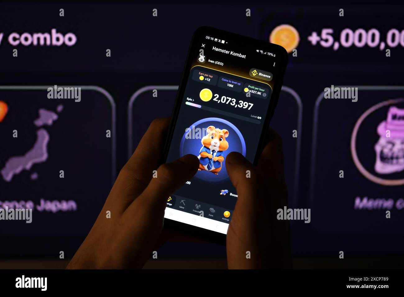 KYIV, UKRAINE - APRIL 20, 2024 Hamster Kombat telegram bot on ...