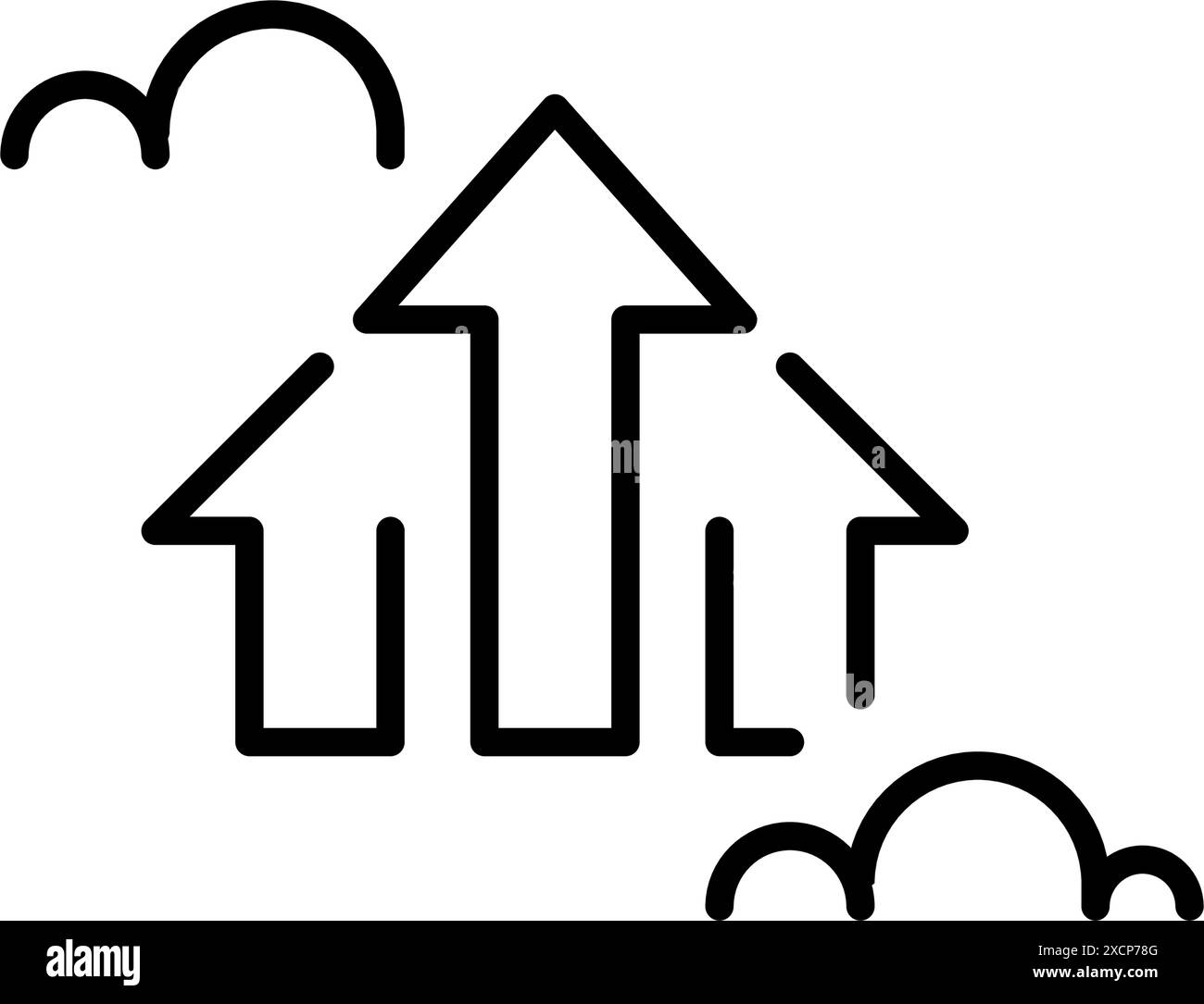 Arrows up in clouds. Cloud computing technology, growth and aspiration ...