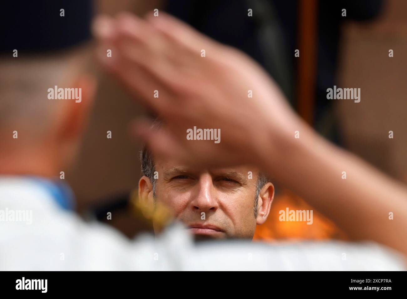 French President Emmanuel Macron attends a ceremony marking the 84th ...
