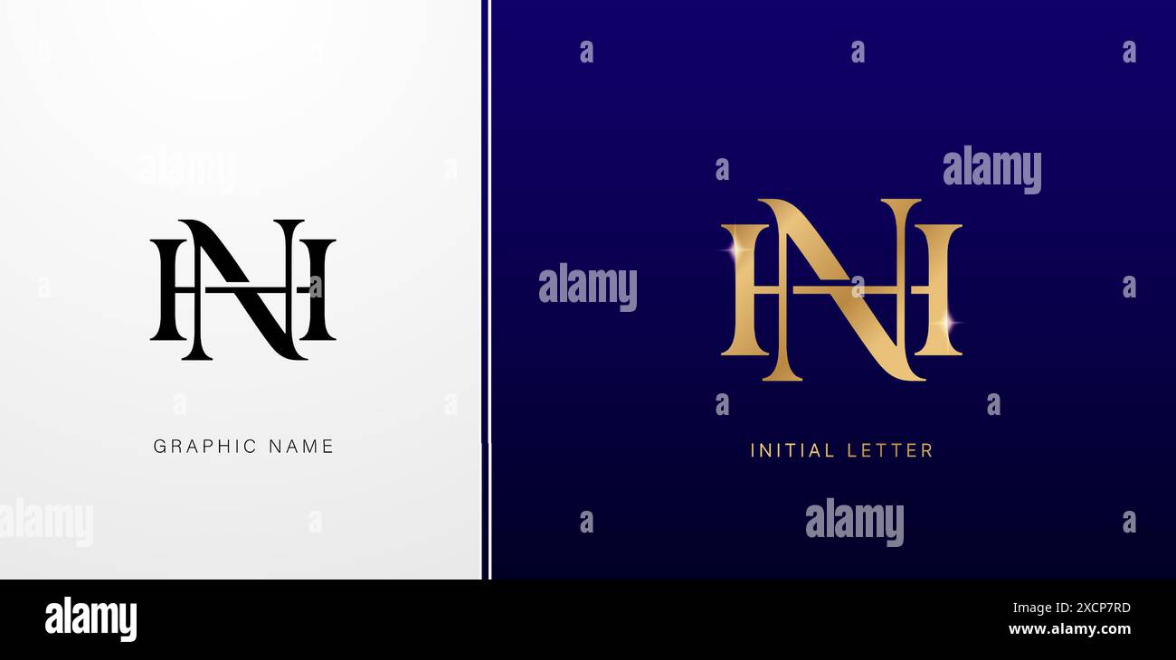 Luxury letter HN logo icon design template monogram with a letter logo ...