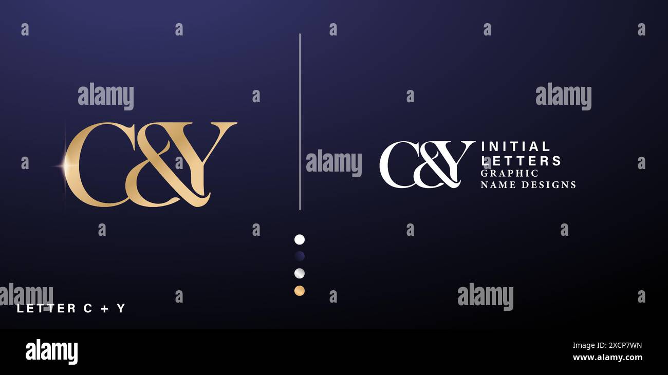 initial letter logos designs vector CY gold golden alphabet combination ...