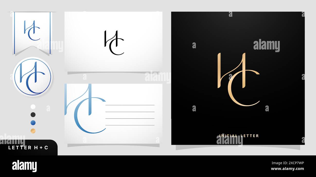 a set of Letter HC logos design template elements isolated white and ...